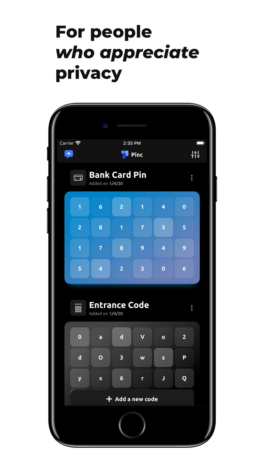 Pinc - Manage Pin Pass Codes for iPhone - Download