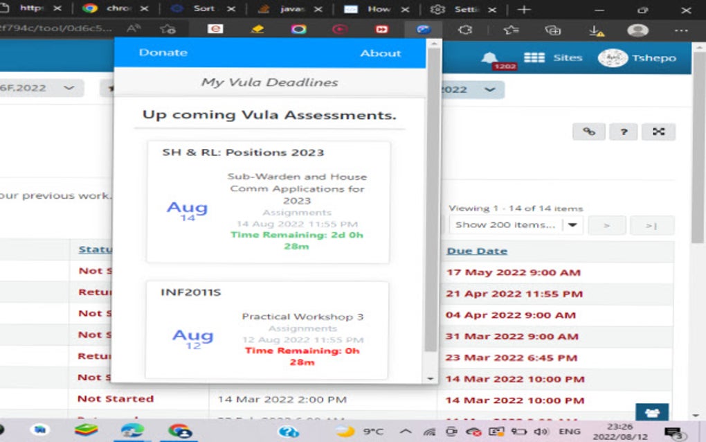 Vula Deadlines for Google Chrome - Extension Download