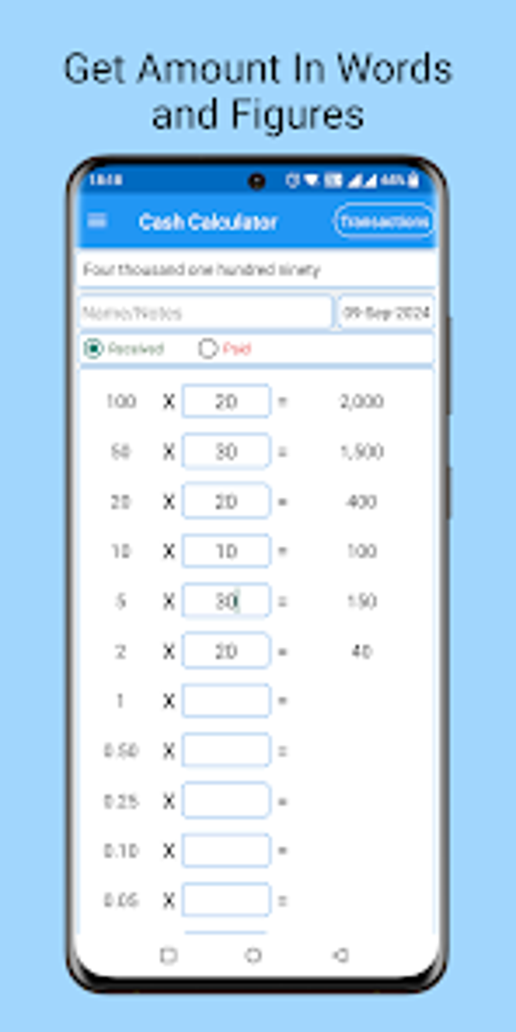 Cash Calculator- money counter para Android - Descargar