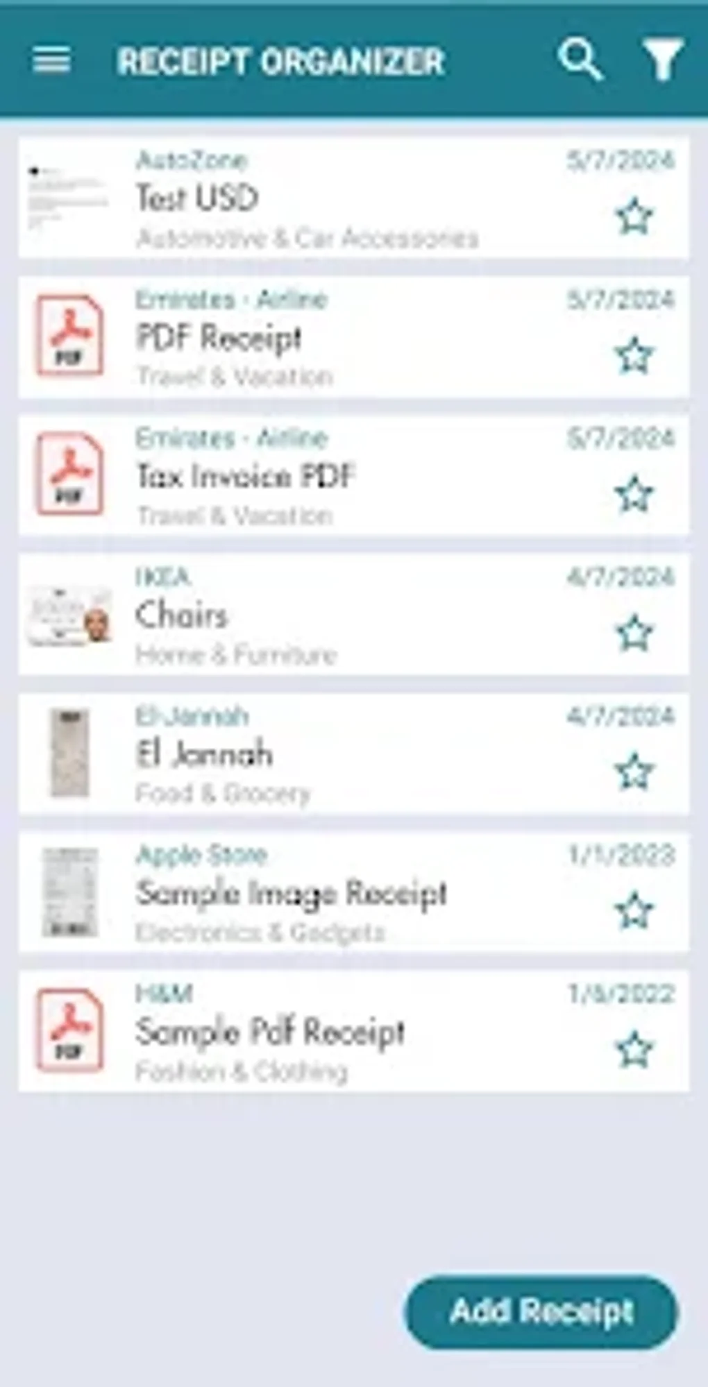 Receipt Organizer สำหรับ Android - ดาวน์โหลด