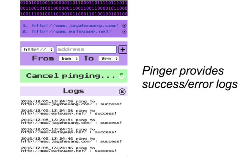 Pinger for Google Chrome - Extension Download