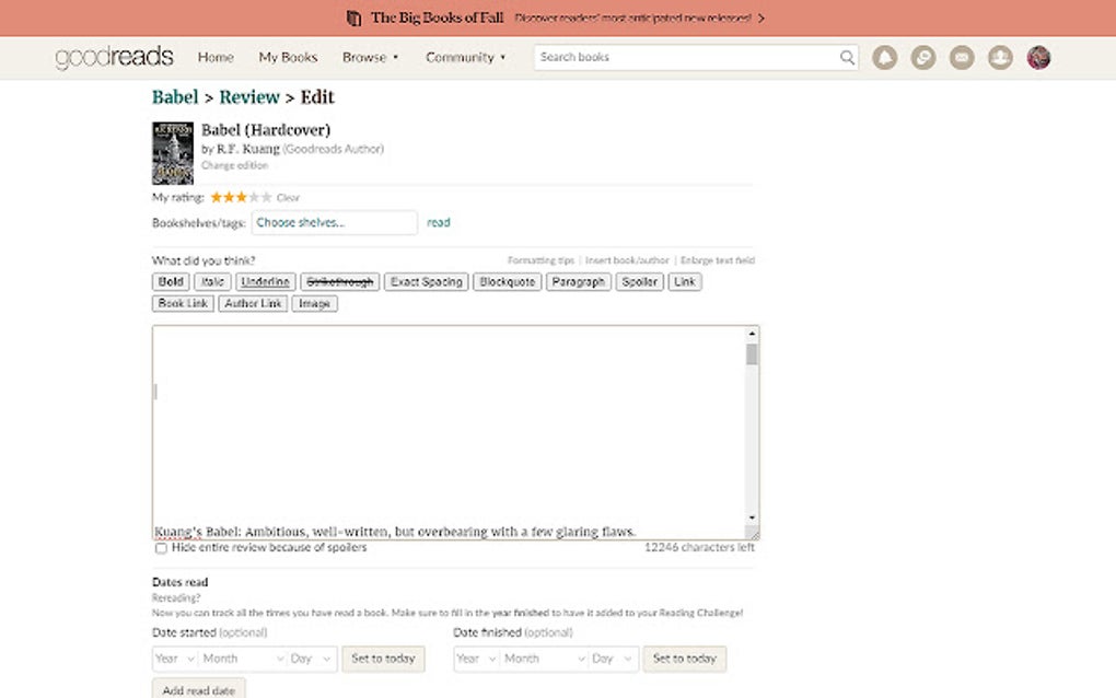 Goodreads Formatter for Google Chrome - Extension Download