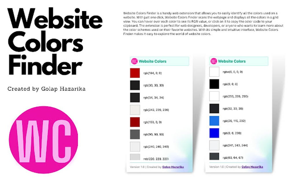 Website Colors Finder para Google Chrome - Extensión Descargar