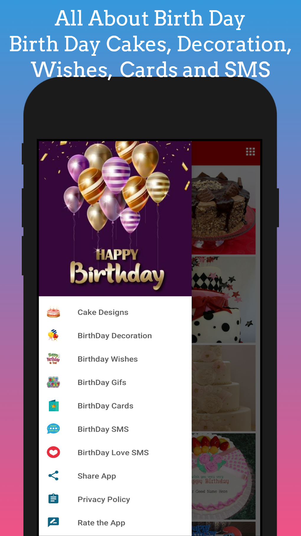 Birth Day Cake Designs Decoration Cards Wishes for Android - Download