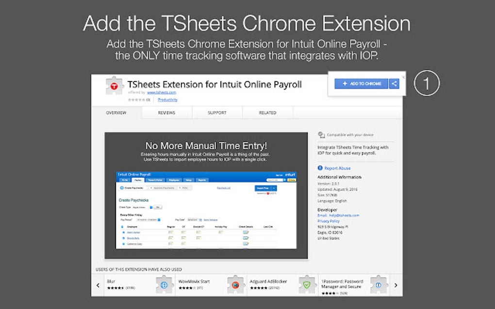 TSheets Extension for Intuit Online Payroll for Google Chrome - 拡張機能 無料 ...
