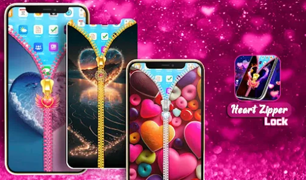 Heart zipper screen lock per Android - Download