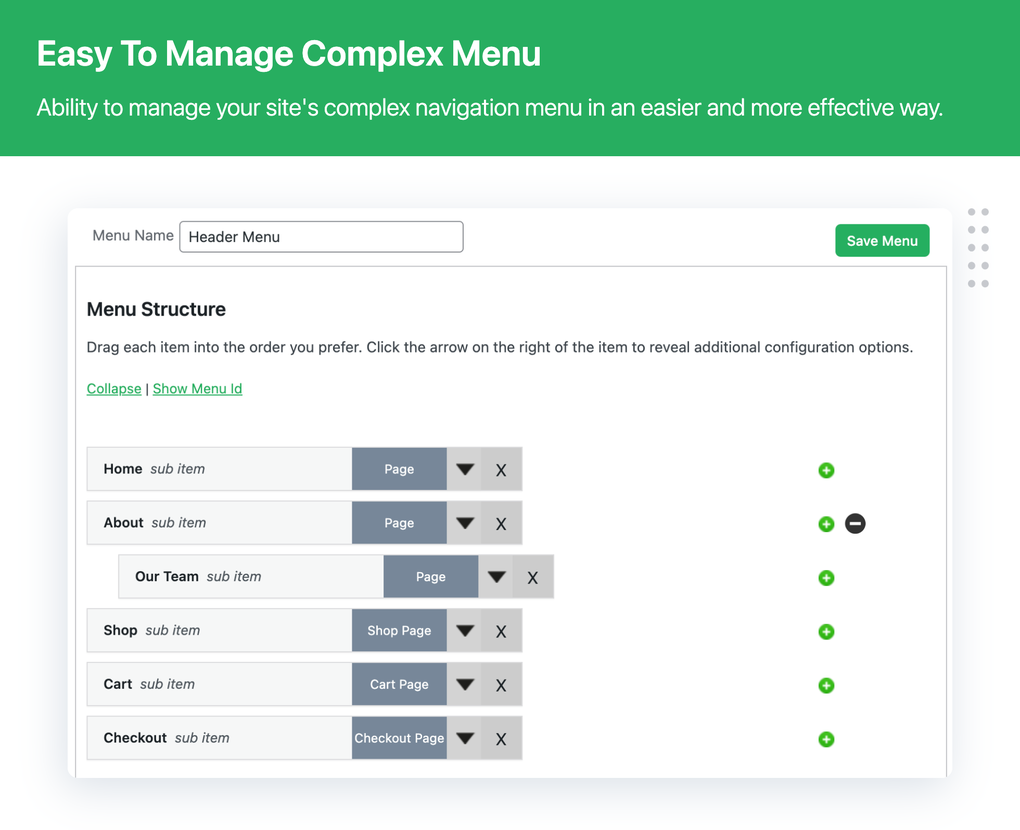 Advance Menu Manager para WordPress - Descargar