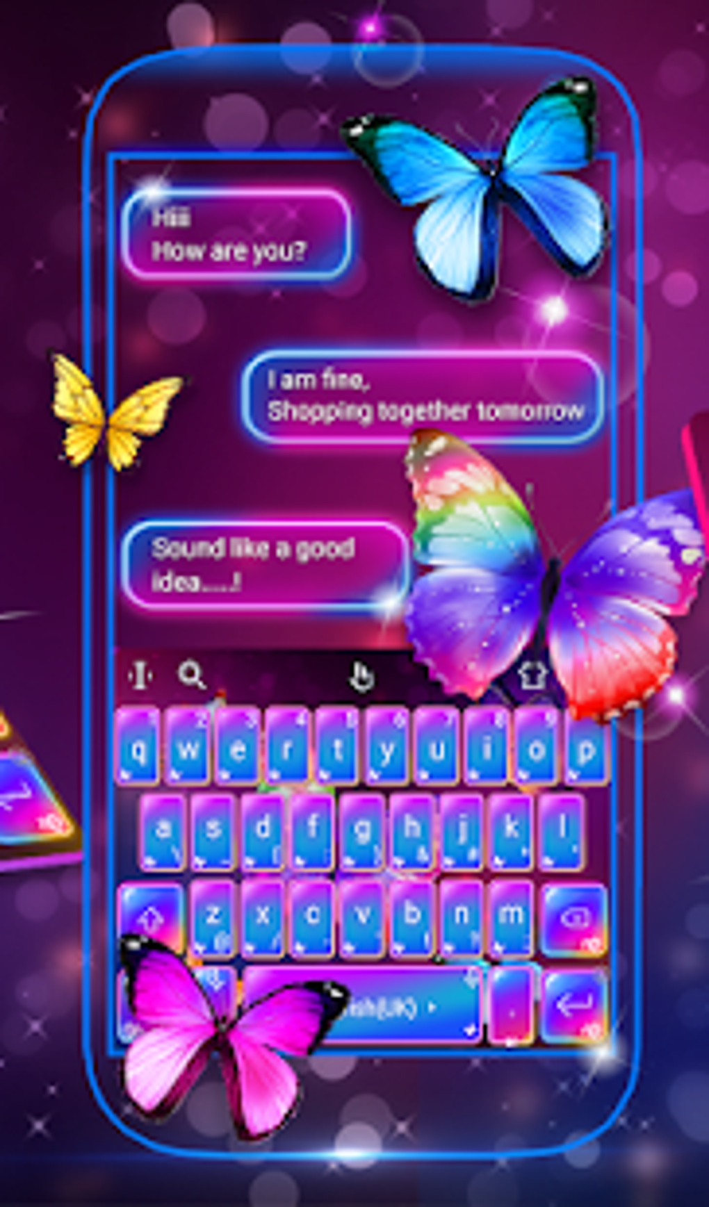 Swell Colorful Neon Butterfly Keyboard para Android - Descargar