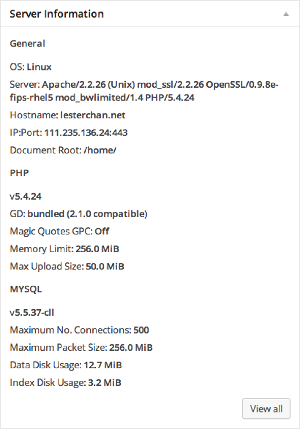 WP-ServerInfo for WordPress - Download