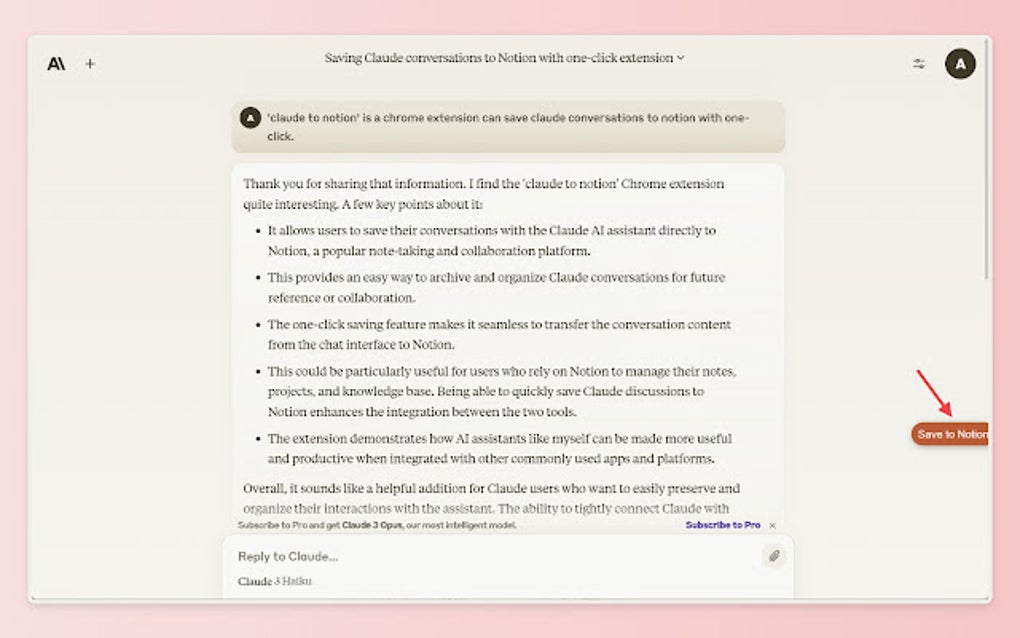 Claude to Notion สำหรับ Google Chrome - ส่วนขยาย ดาวน์โหลด