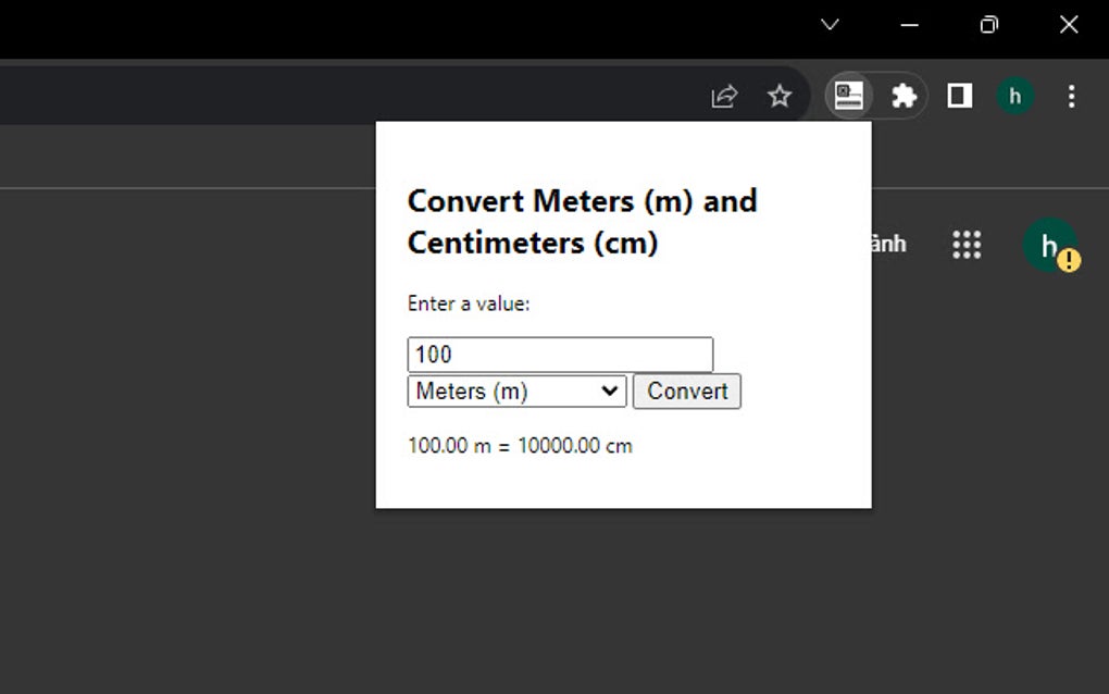 Meter and Centimeter Converter для Google Chrome - Расширение Скачать