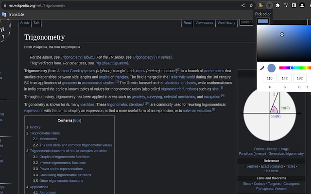 Dark Theme for Wikipedia page para Google Chrome - Extensión Descargar