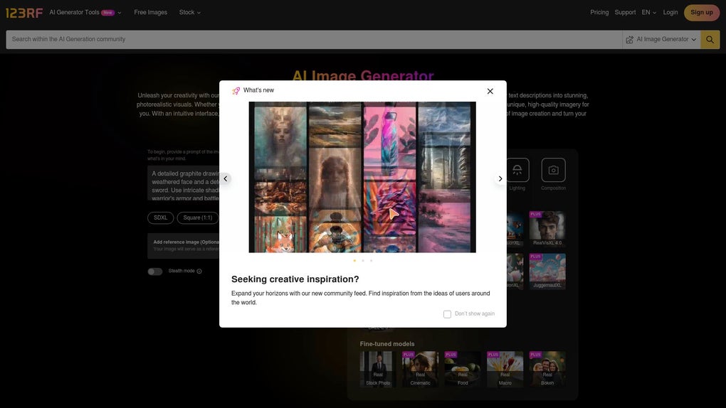 123RF para Diseño de IA: evaluación, características y casos de uso
