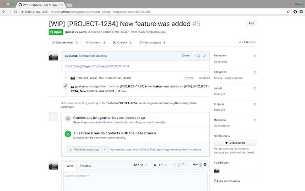 Github Jira integration extension for Google Chrome - Extension Download