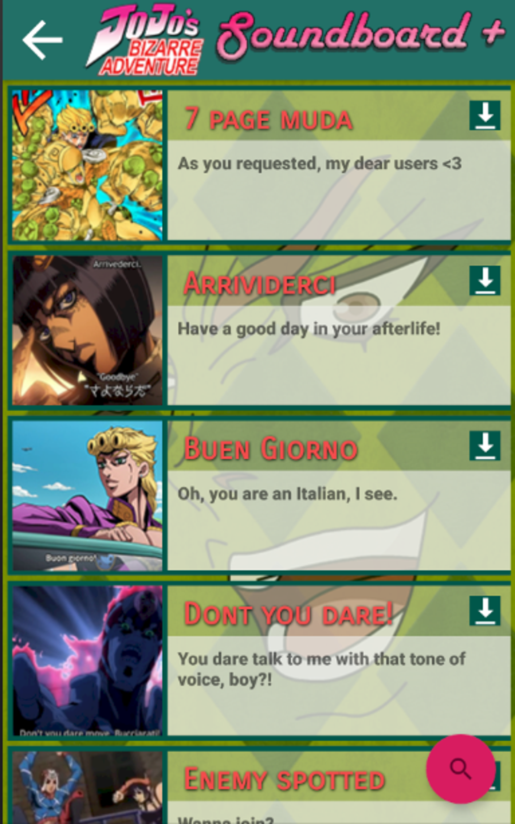 JoJo soundboard for Android - Download