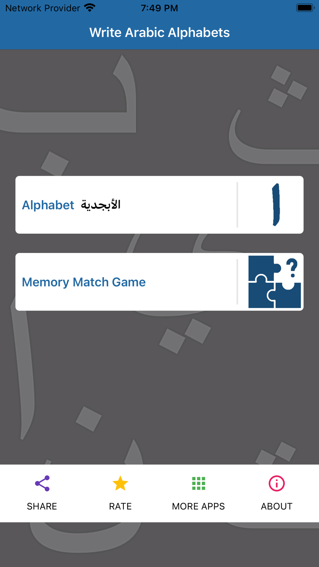 Write Arabic Alphabets for iPhone - Download