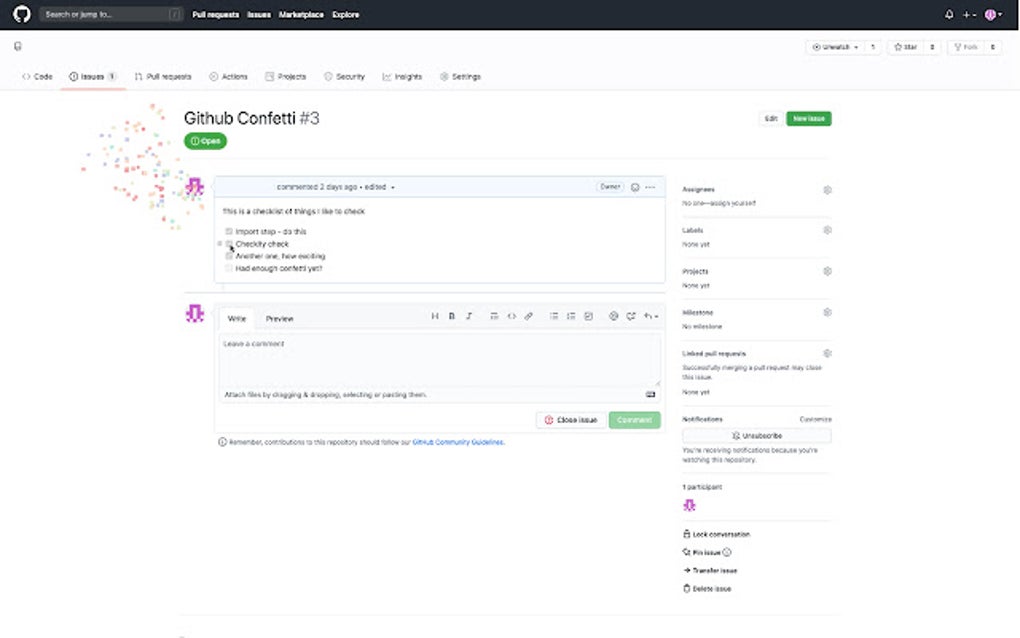 Github Confetti for Google Chrome - Extension Download