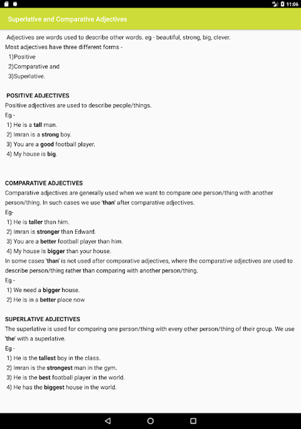 Superlative and Comparative Adjectives APK pour Android - Télécharger