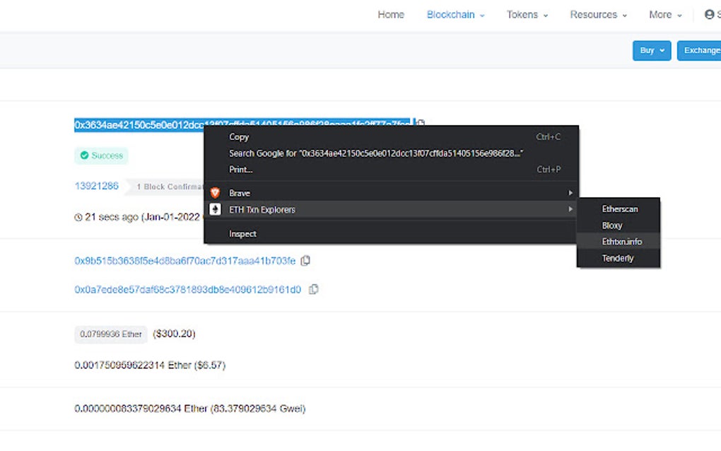ETH Txn Explorers para Google Chrome - Extensión Descargar