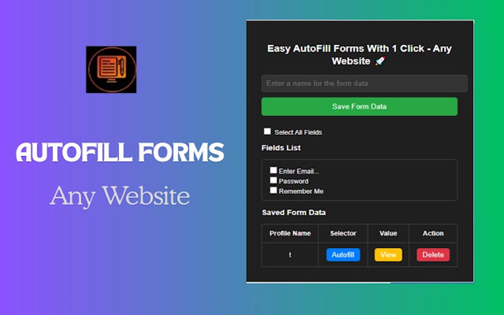 Easy AutoFill Forms With 1 Click - Any Website cho Google Chrome - Tiện ích mở rộng Tải về