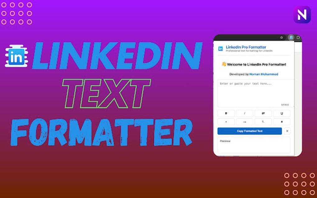 LinkedIn Text Formatter tool สำหรับ Google Chrome - ส่วนขยาย ดาวน์โหลด
