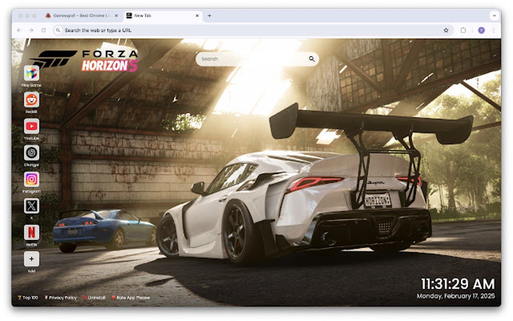 Forza Horizon 5 Wallpapers New Tab for Google Chrome - Extension Download