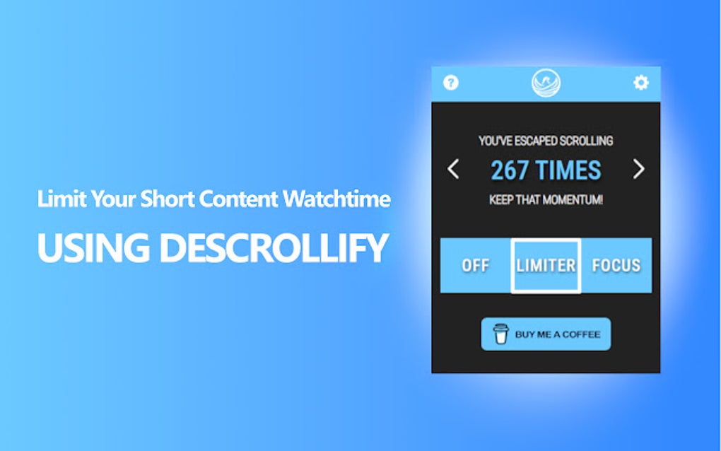 Descrollify — Limit Your YouTube Shorts Watchtime Google Chrome 용 - 확장 프로그램 다운로드