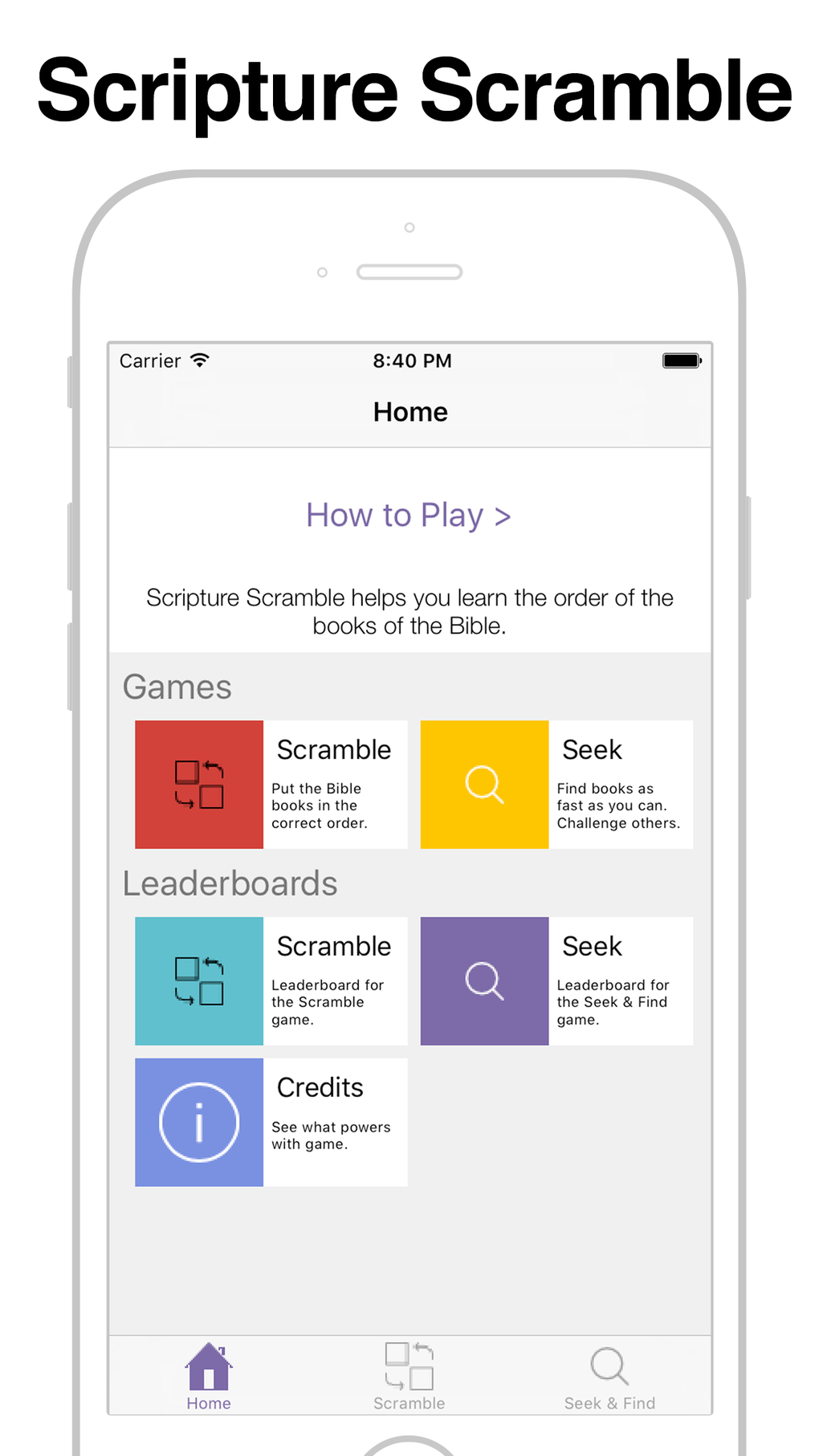 Scripture Scramble Learn the Bible Books for iPhone - Download