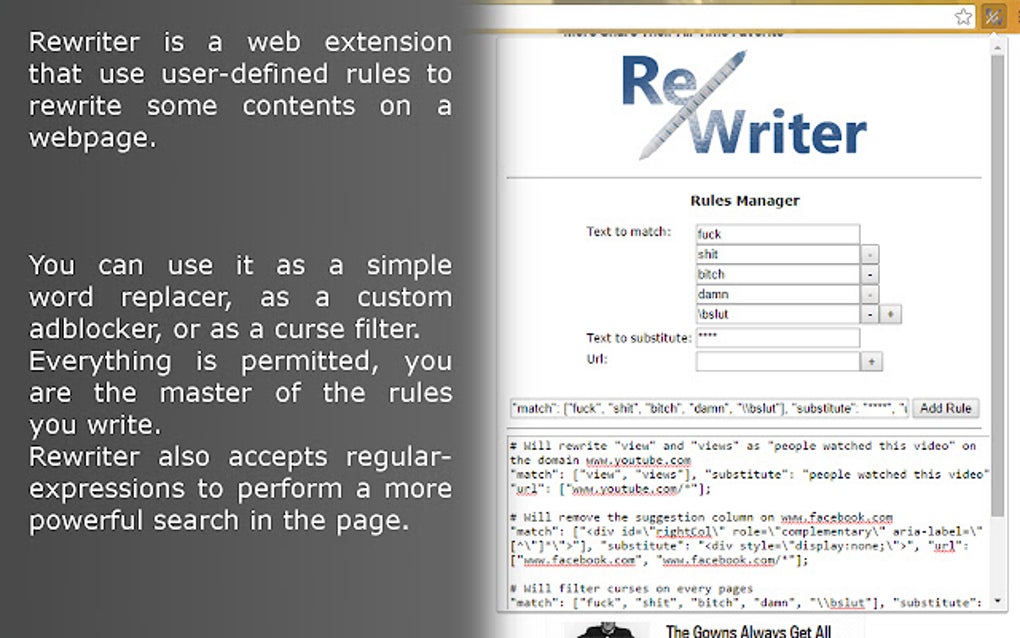 Rewriter for Google Chrome - Extension Download