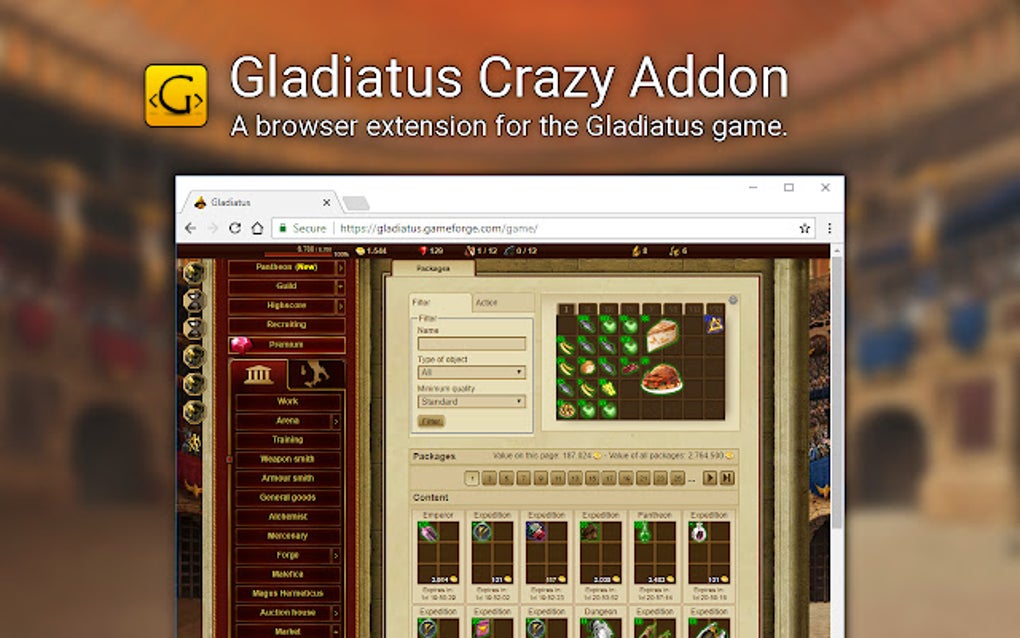 Gladiatus Crazy Add On for Google Chrome - Extension Download