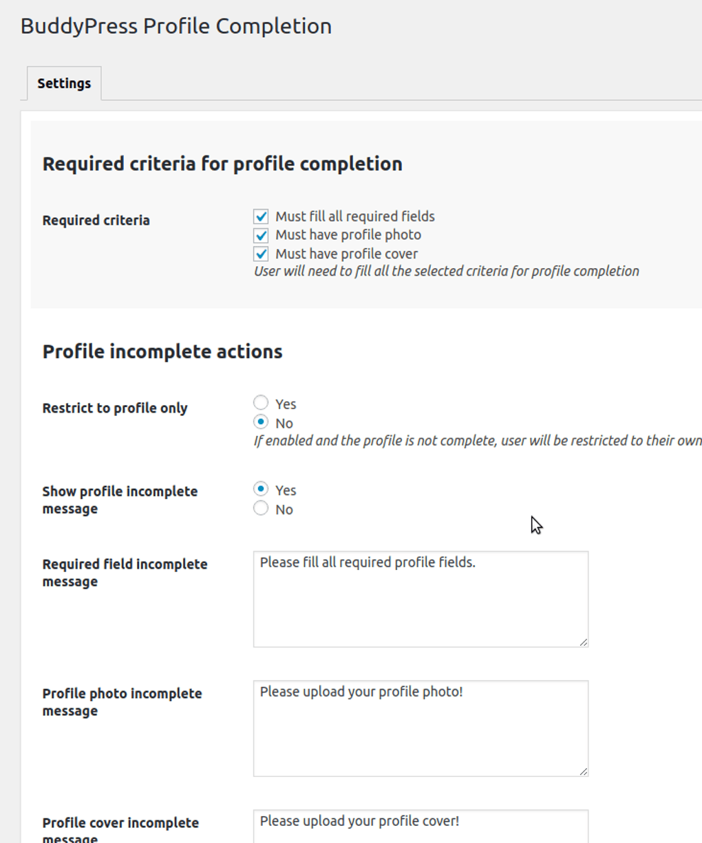 BuddyPress Profile Completion para WordPress - Descargar