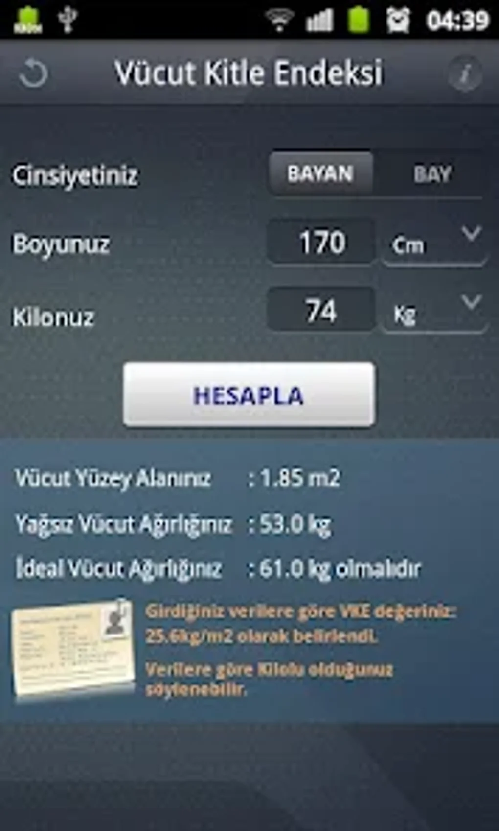 Vücut Kitle Endeksi para Android - Descargar