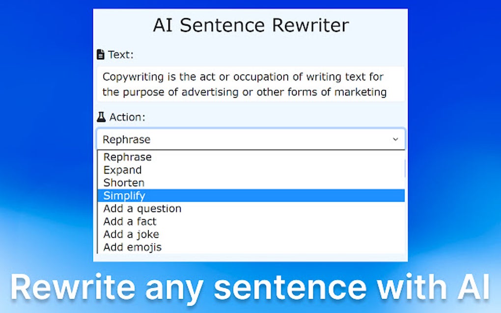 AI Sentence Rewriter Google Chrome 용 - 확장 프로그램 다운로드
