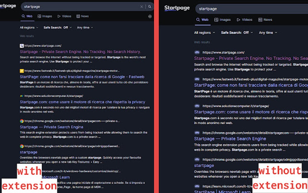 StartPage results favicons for Google Chrome - Extension Download