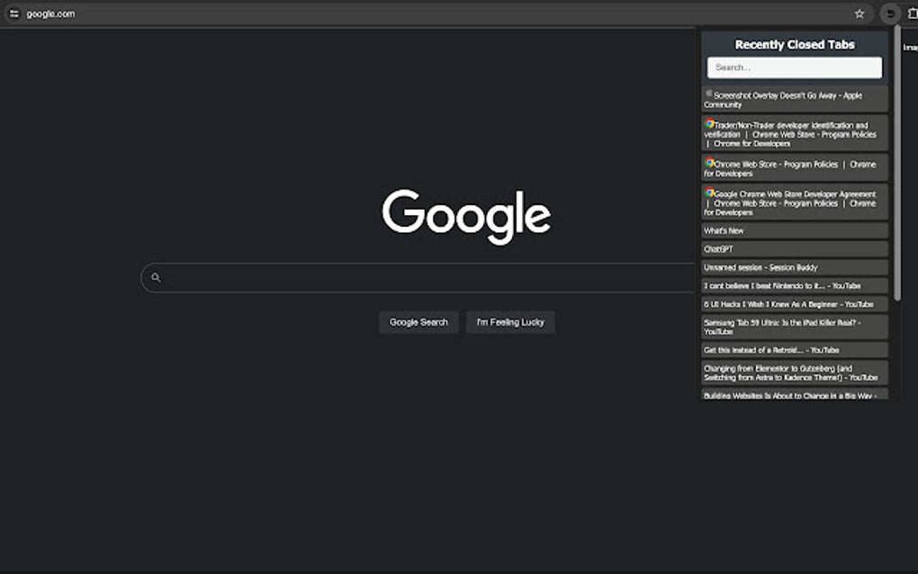 Recently Closed Tabs para Google Chrome - Extensión Descargar