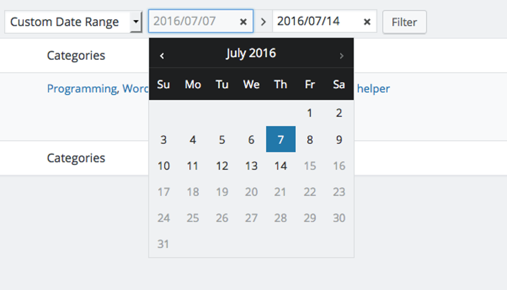 Date Range Filter para WordPress - Descargar