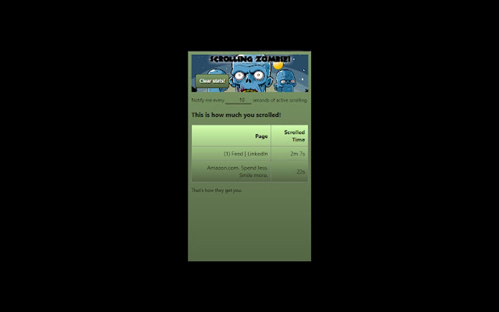 Scrolling-Zombie สำหรับ Google Chrome - ส่วนขยาย ดาวน์โหลด