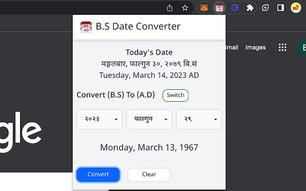 Nepali BS Date Converter para Google Chrome - Extensión Descargar