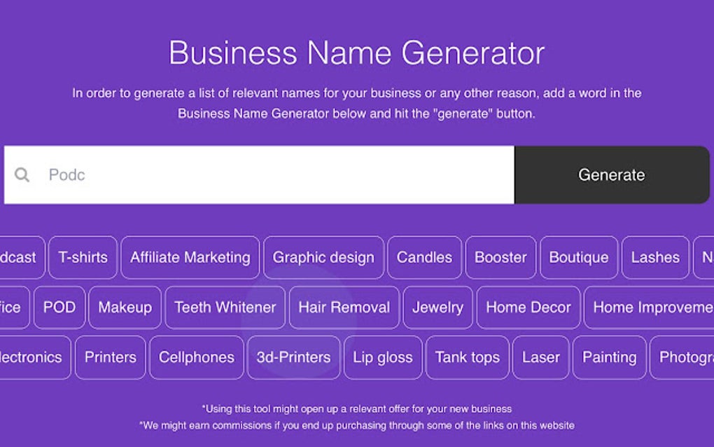 Name Fatso - Business Name Generator for Google Chrome - Extension Download