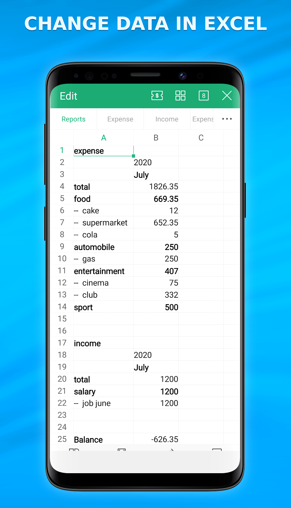 Money Manager in Excel for Android - Download