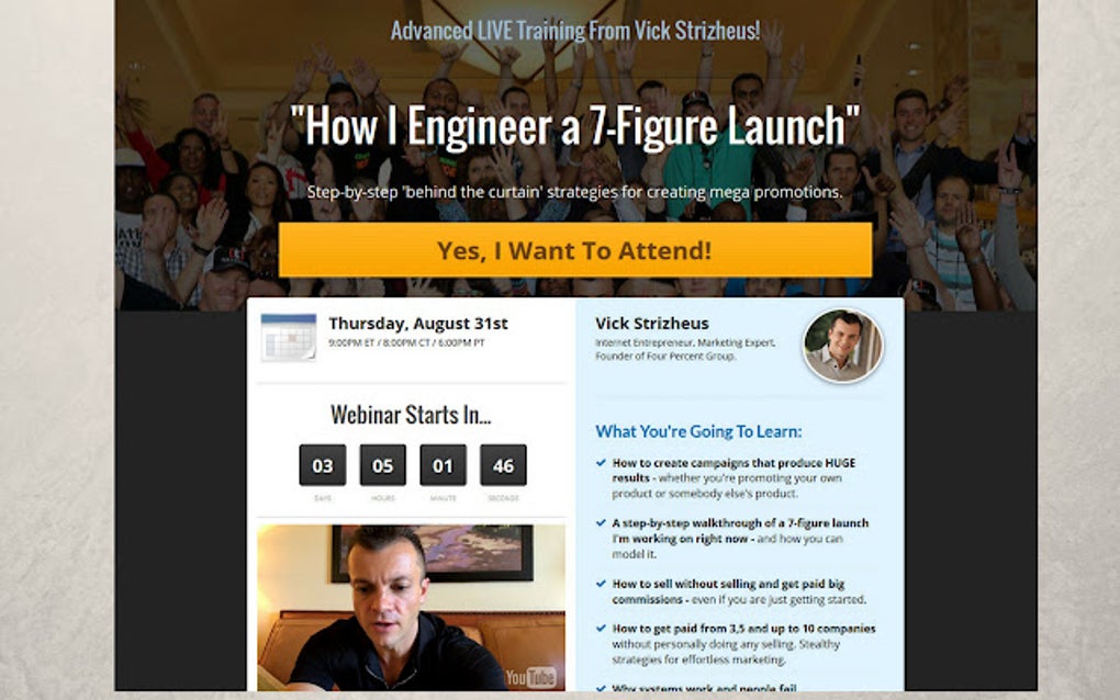 Special free 7 figure launch webinar para Google Chrome - Extensión Descargar