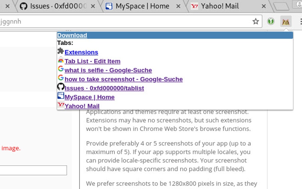 Tab List for Google Chrome - Extension Download
