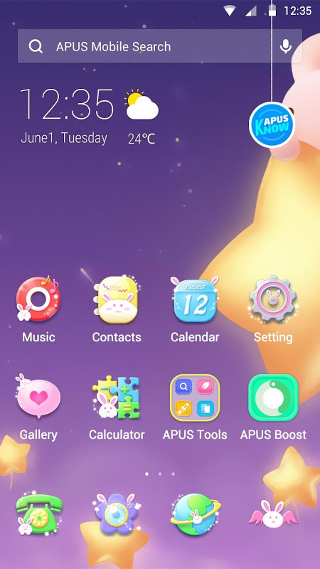 Cartoon Kawaii Pink Rabbit APUS Launcher theme APK para Android - Descargar