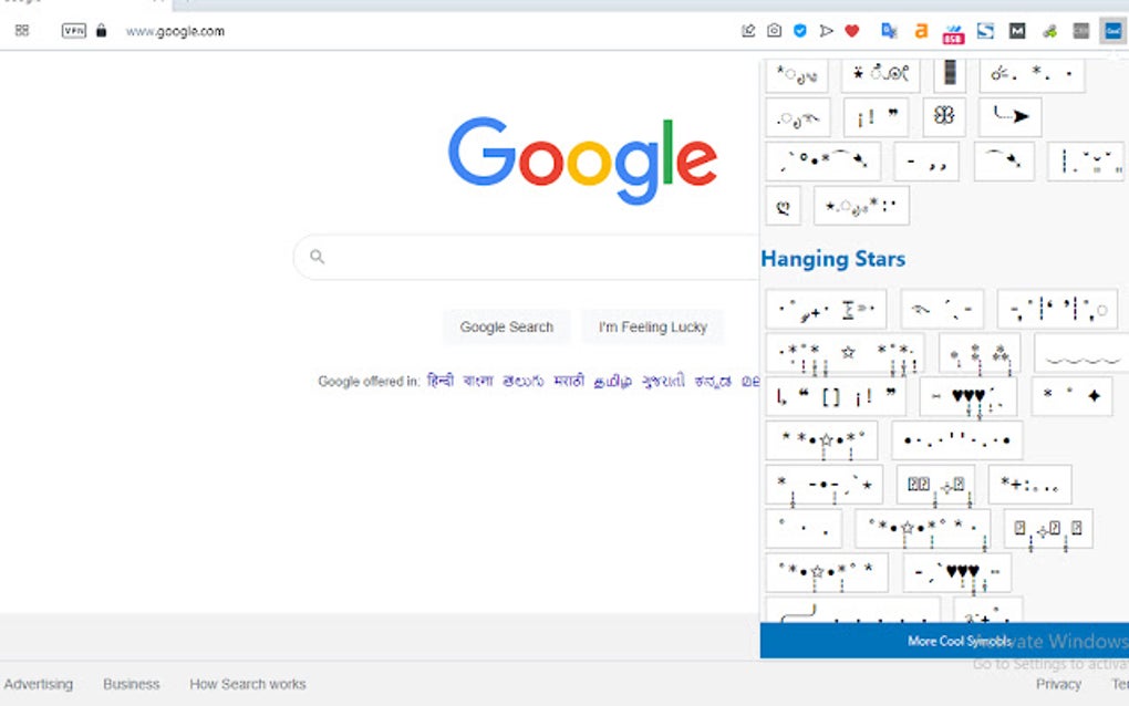 Cool Symbols para Google Chrome - Extensión Descargar