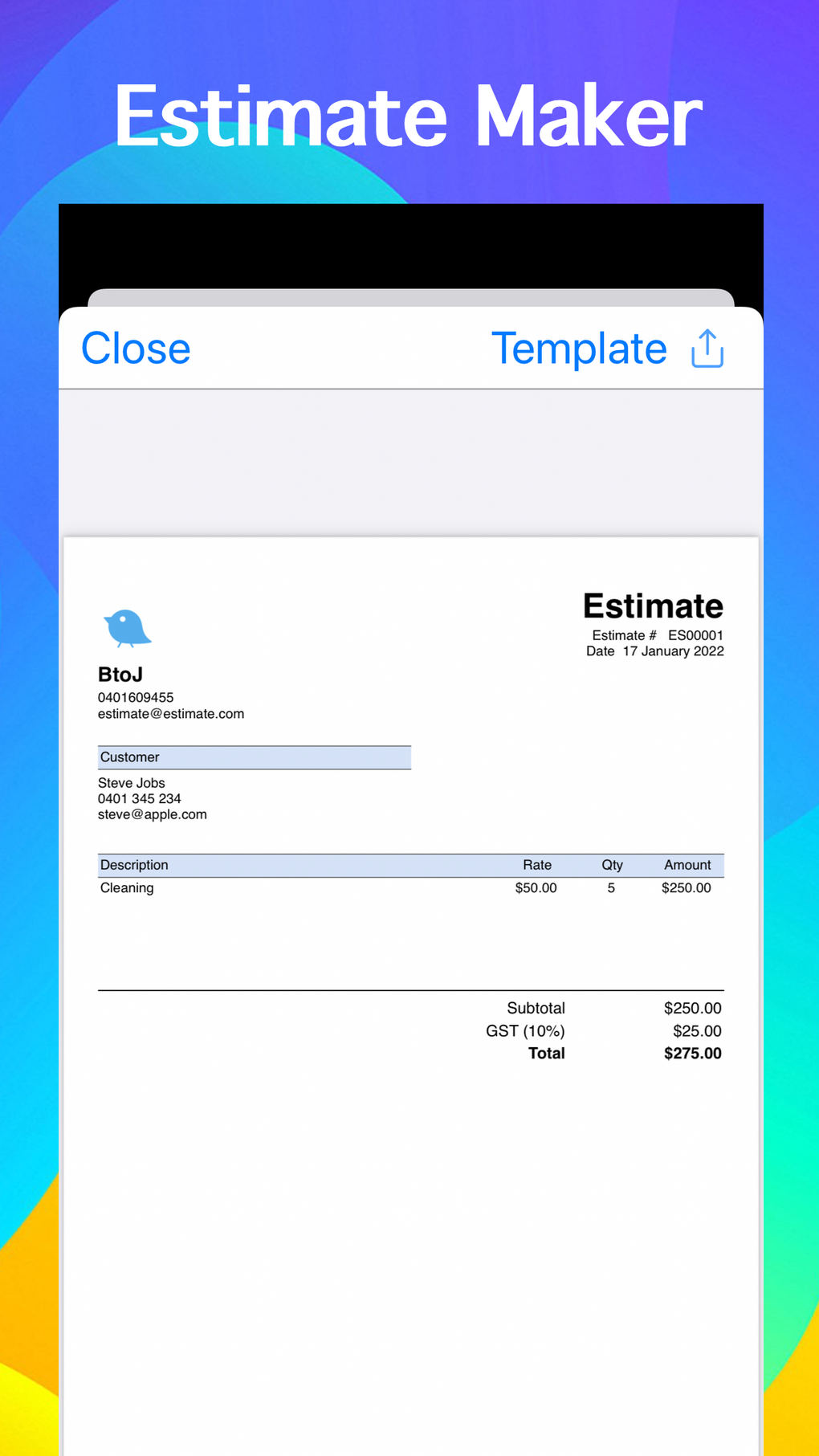 Estimate Invoice Maker für iPhone - Download