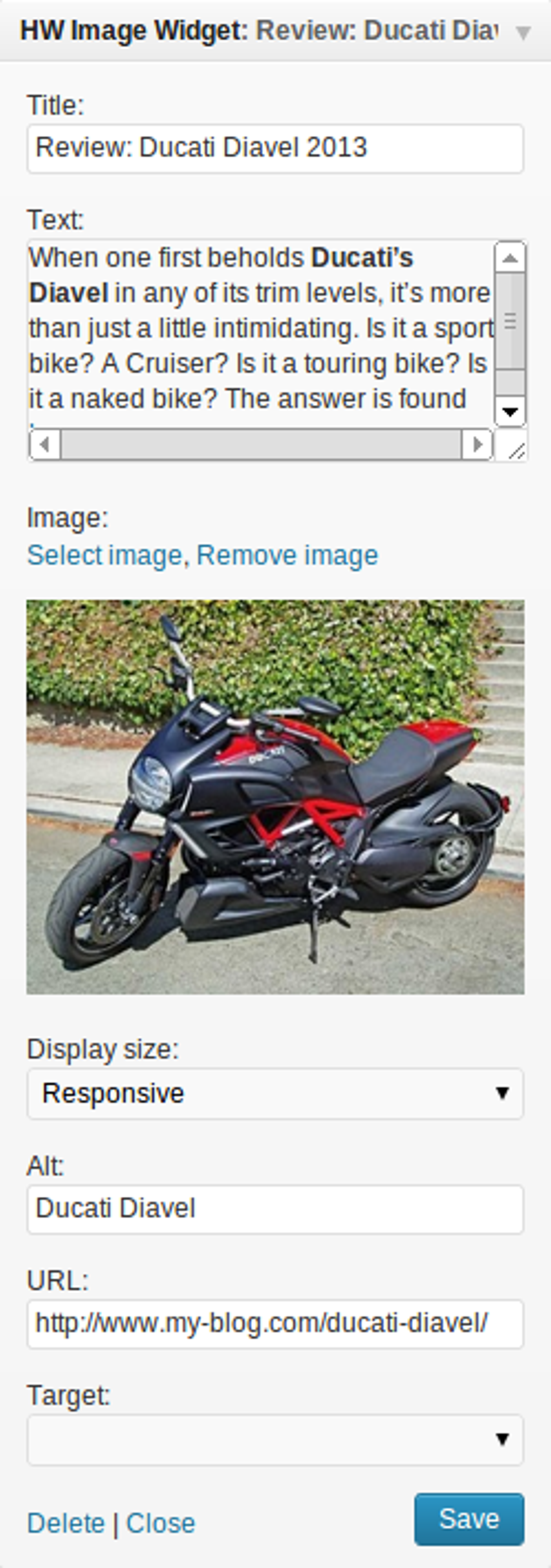 WordPress 용 HW Image Widget - 다운로드