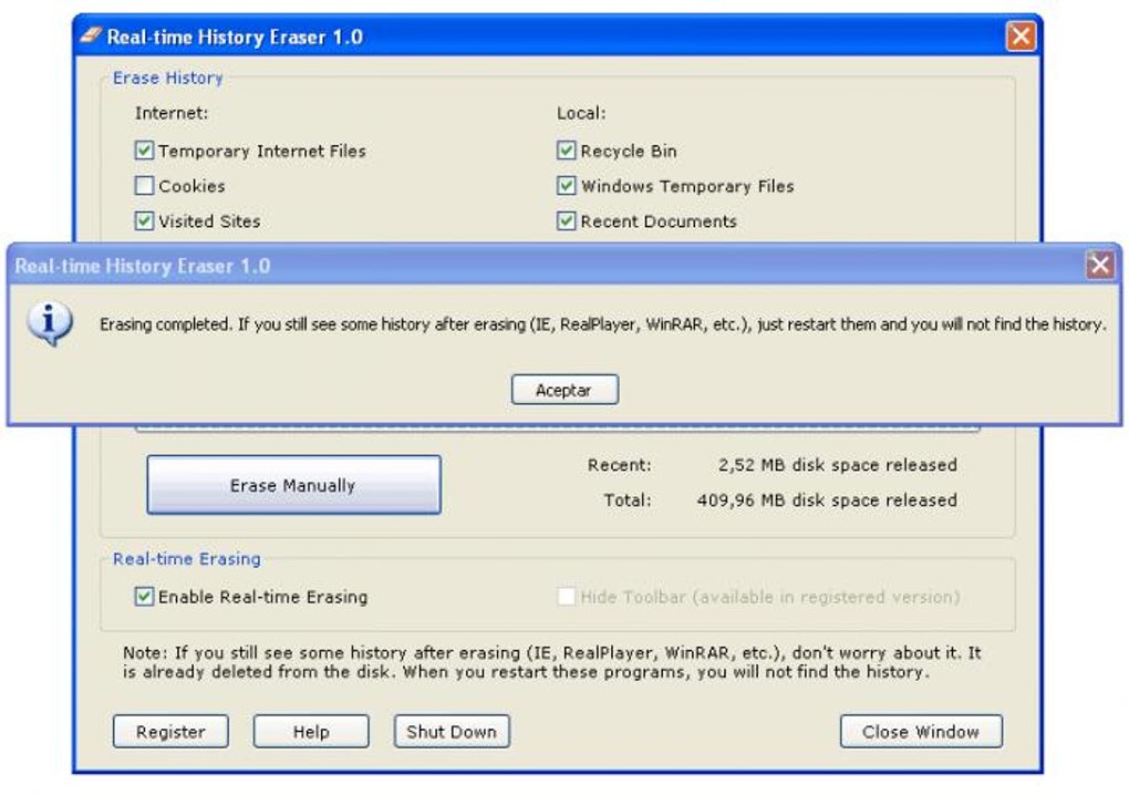 Real-Time History Eraser - Descargar