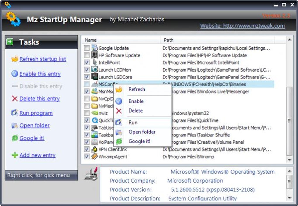 Mz StartUp Manager - Descargar