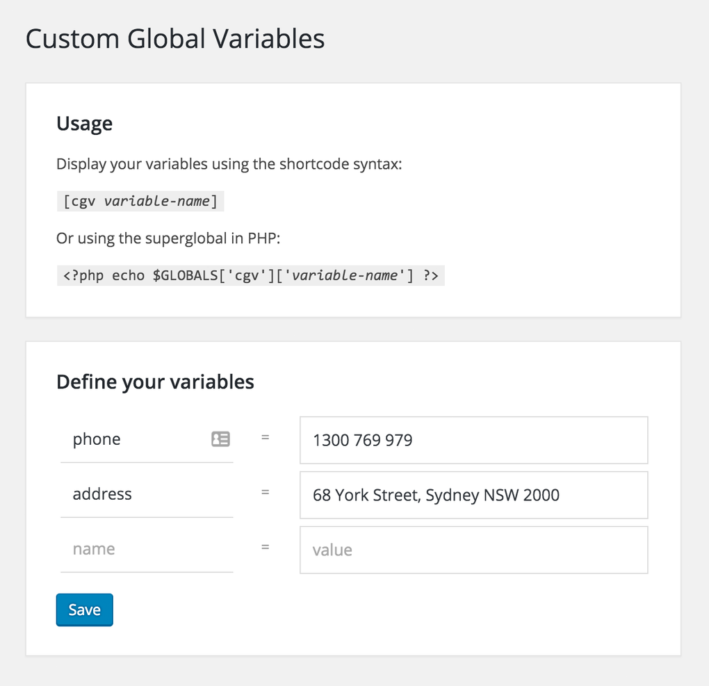 Custom Global Variables para WordPress - Descargar