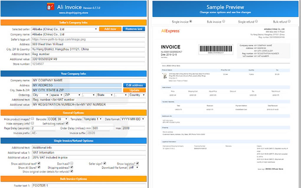 Ali Invoice for Google Chrome - Extension Download
